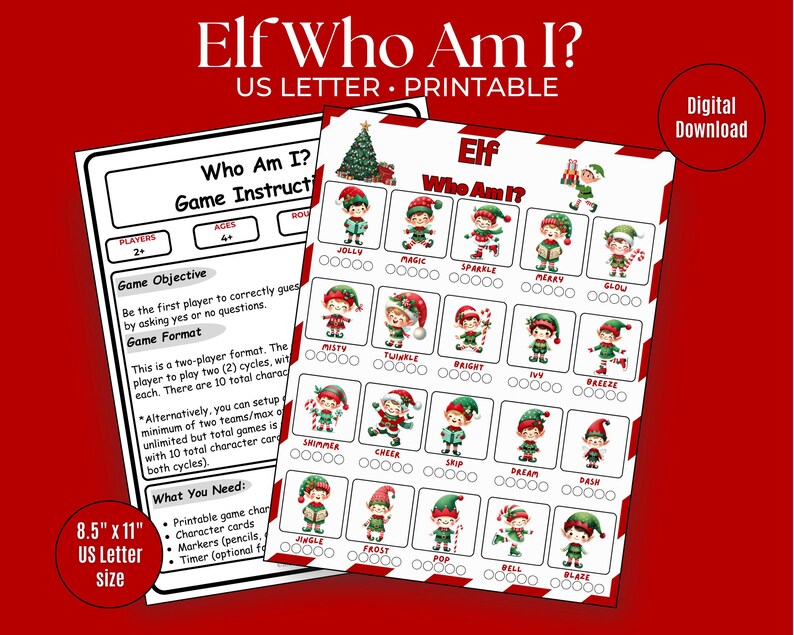Who Am I, Guess Who, Elf Guessing Game, Christmas, Winter Game, Kid ...