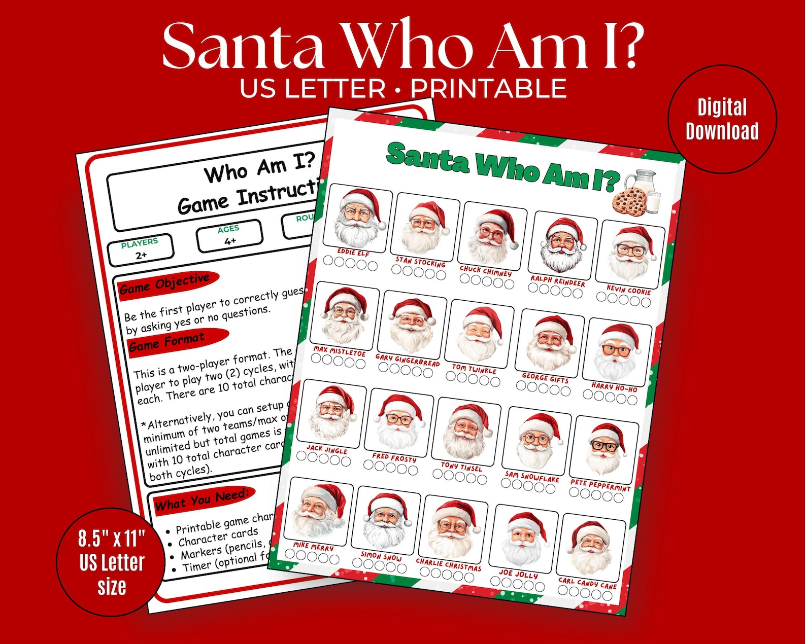 Who Am I, Guess Who, Santa Guessing Game, Santa Game, Christmas, Winter ...