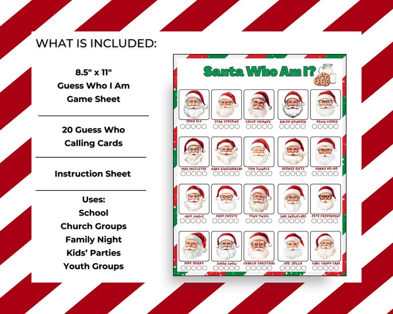 Who Am I, Guess Who, Santa Guessing Game, Santa Game, Christmas, Winter ...