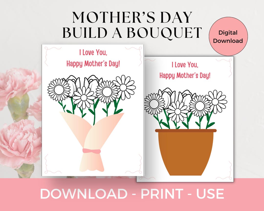 Build a Craft, Mother's Day, Build a Flower, Cut and Paste, Mother's ...