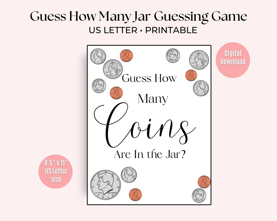 Guess How Many Game, Guessing Cards, Wedding Bridal Shower, Birthday or ...