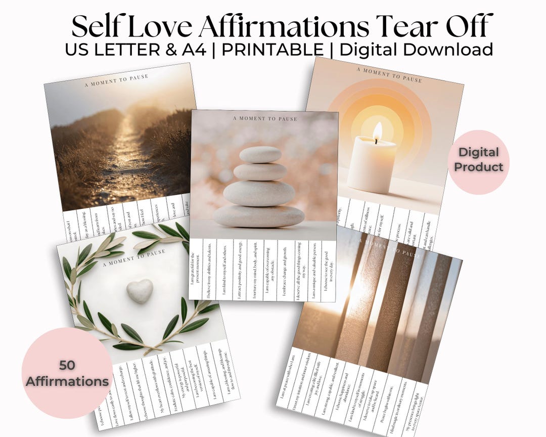 A Moment to Pause – Self Care Affirmation Tear off | Printable Daily ...