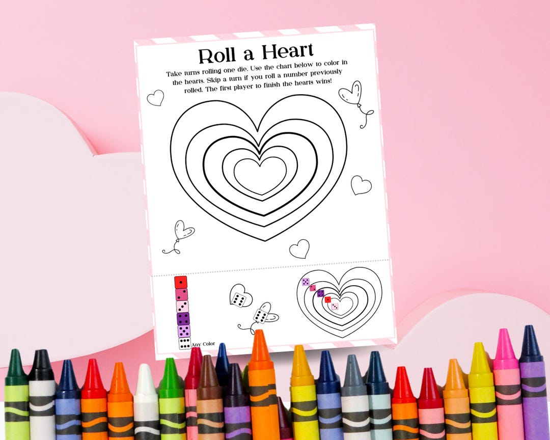 Roll a Heart, Roll a Valentine, Roll a Dice, Valentine Coloring ...