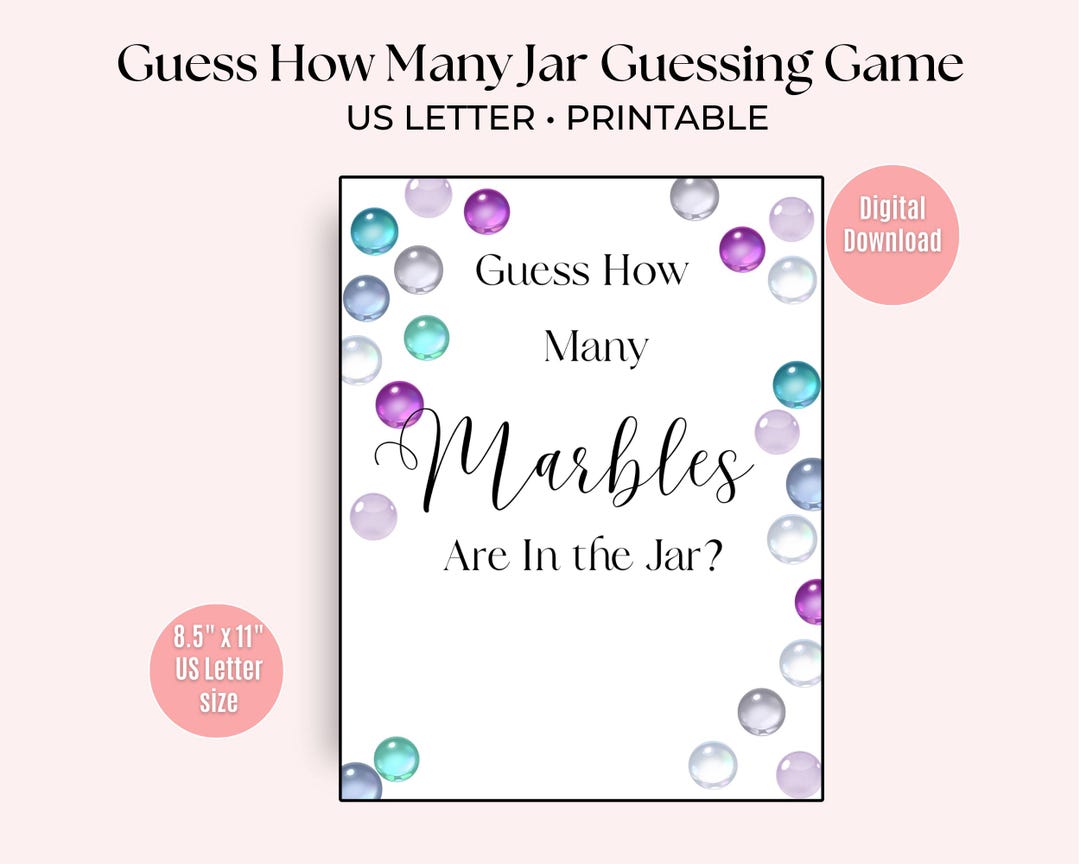Guess How Many Game, Guessing Cards, Wedding Bridal Shower, Birthday or ...