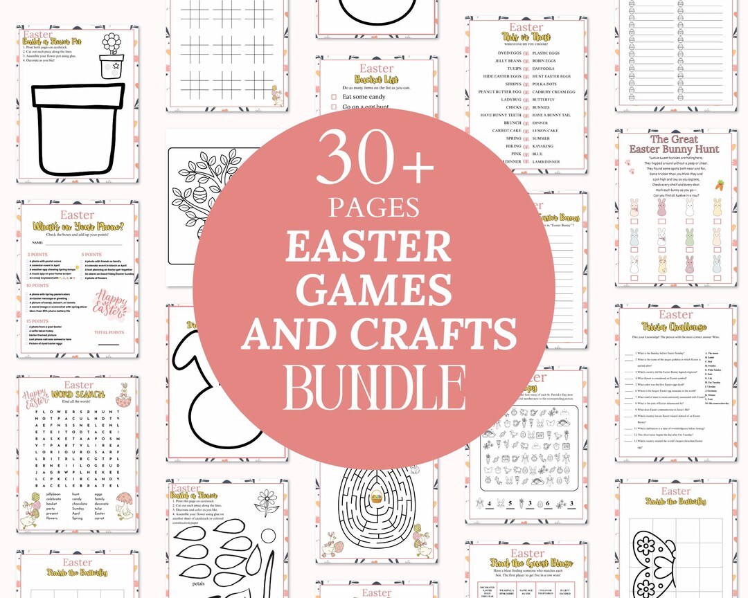 Easter Activity Bundle Printable, Kids, Party Games, Easter Bunny Hunt ...