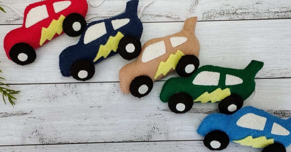 Felt Racing Car Garland, Boys Room Decor, Play Room Decor, Birthday ...