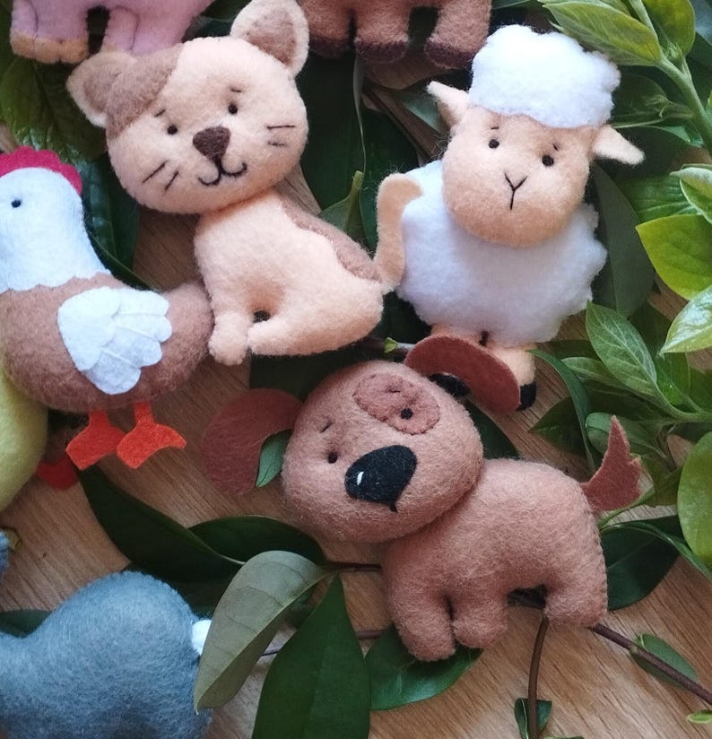 Set of Farm Animals, Felt Animals, Room Decor , Playroom Decor, Gift ...