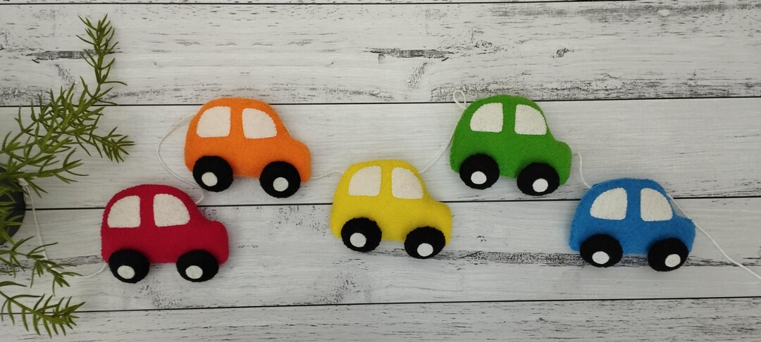 Felt Car Bunting, Car Garland, Theme Party Garland, Room Decoration ...