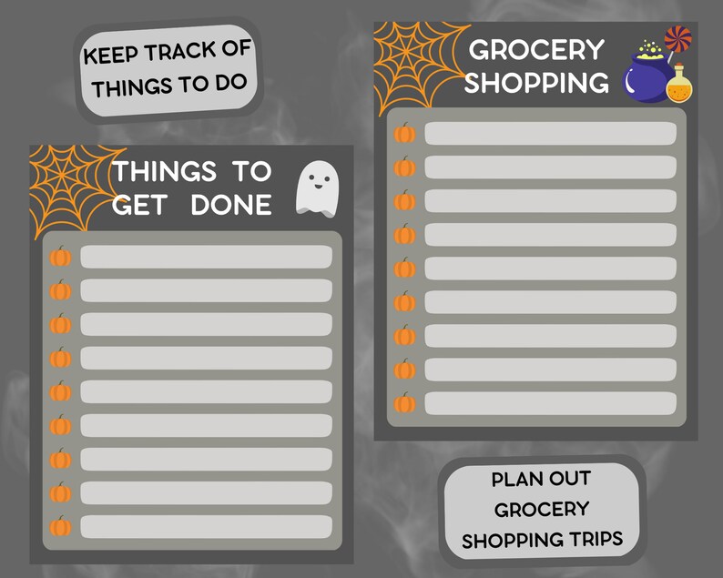 Spooky Full Planner | Day, Week, Month, Year Planner | Shopping ...