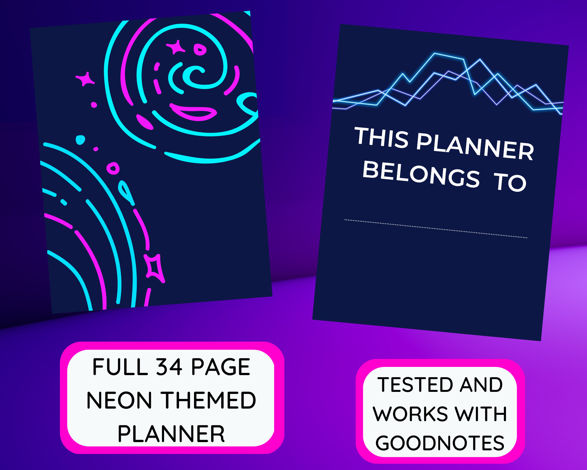 Neon Full Planner | Day, Week, Month, Year Planner | Shopping ...