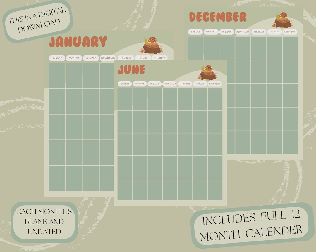 Cottagecore Yearly Calendar | Monthly Calendar | Cottagecore Calendar ...