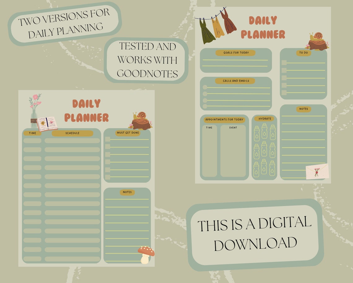 Daily Cottagecore Planner Weekly Cottagecore Planner Digital Planner ...