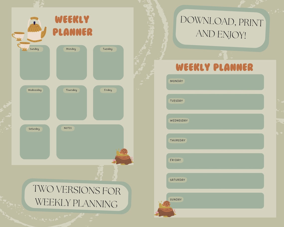 Daily Cottagecore Planner Weekly Cottagecore Planner Digital Planner ...
