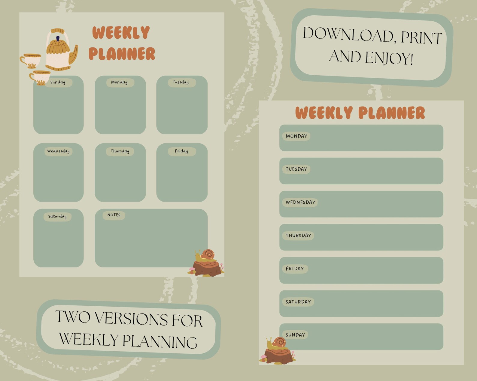 Daily Cottagecore Planner | Weekly Cottagecore Planner | Digital ...