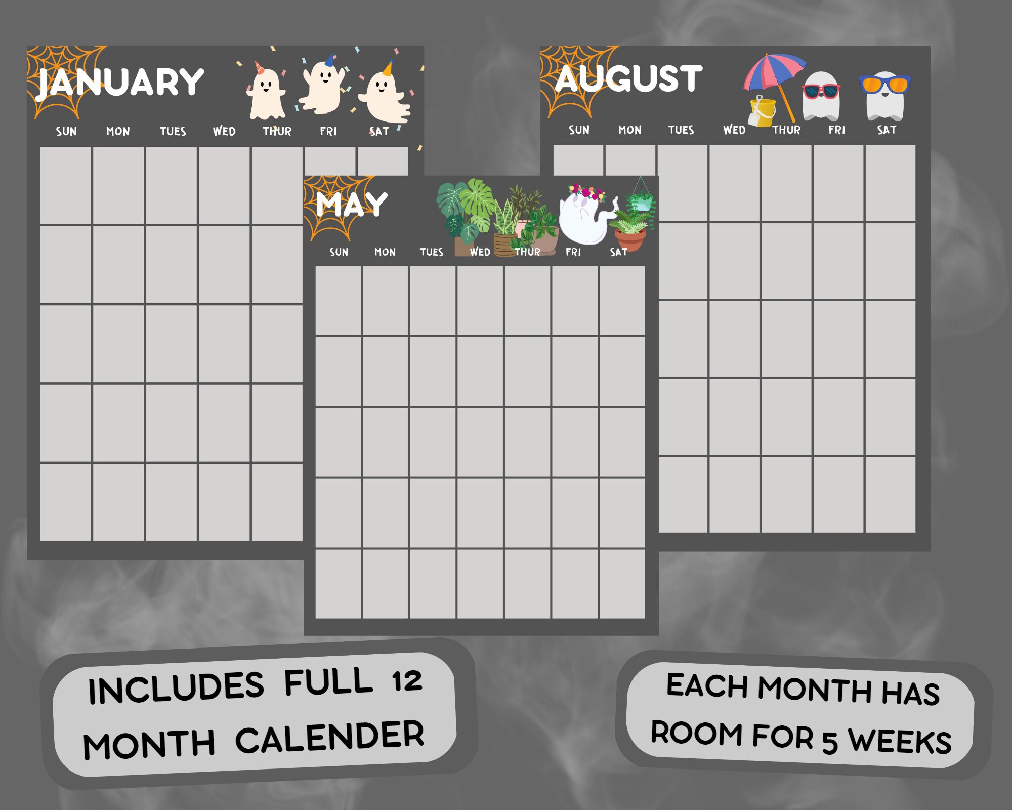 Spooky Full Planner | Day, Week, Month, Year Planner | Shopping ...