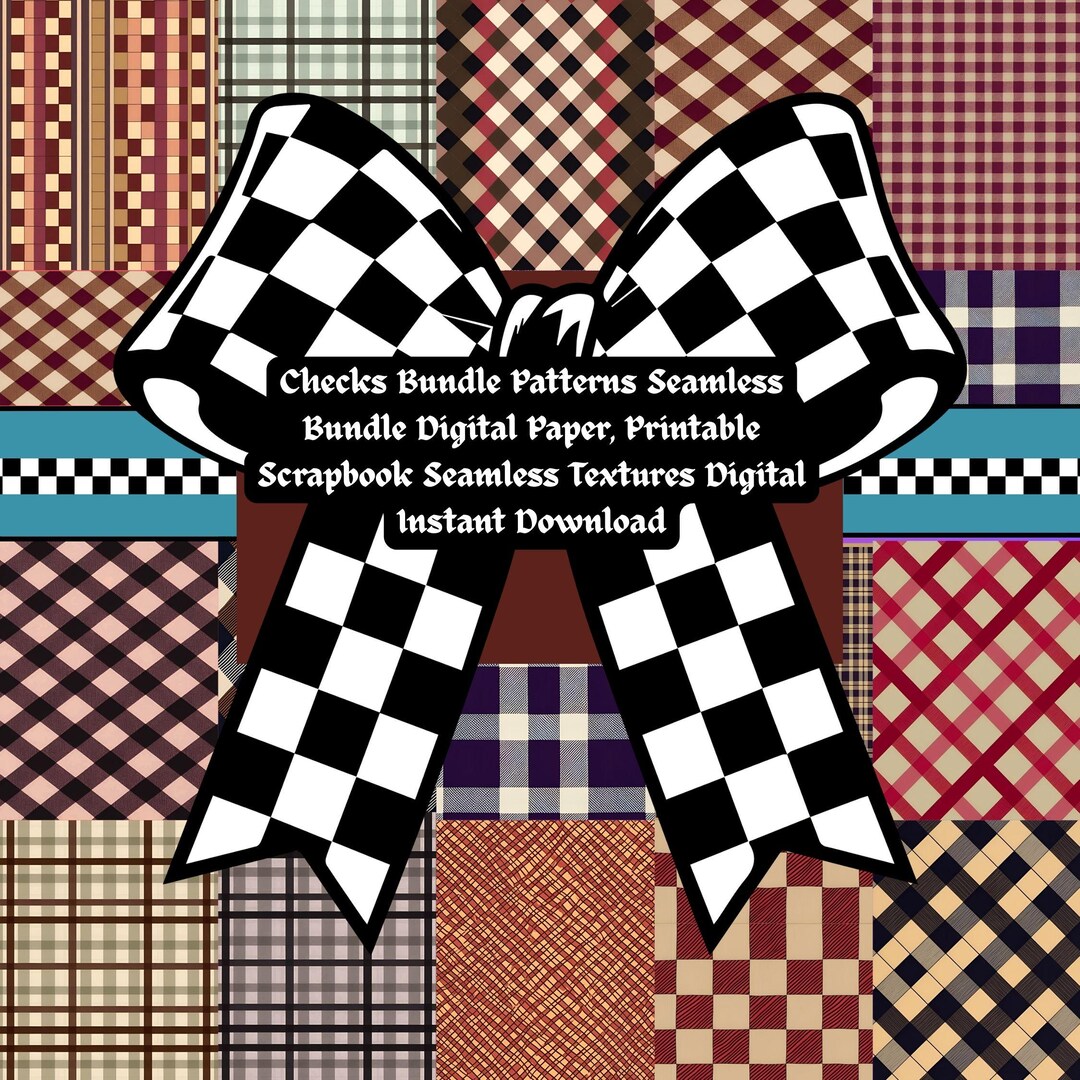Checks Patterns Digital Paper: Seamless Scrapbook Textures (JPG, 12x12 ...