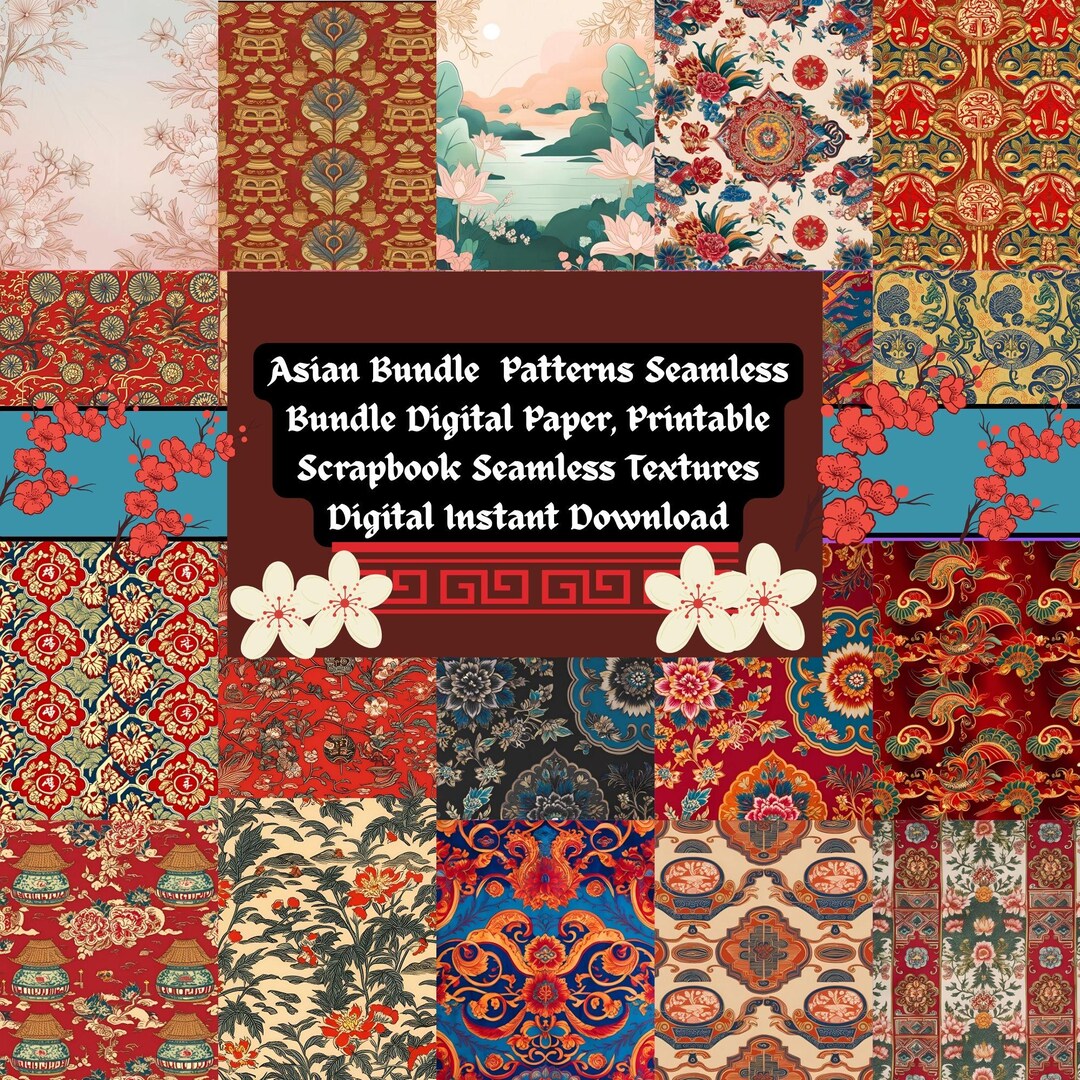 Asian Seamless Patterns: Scrapbook Paper Textures (digital Download) - Etsy