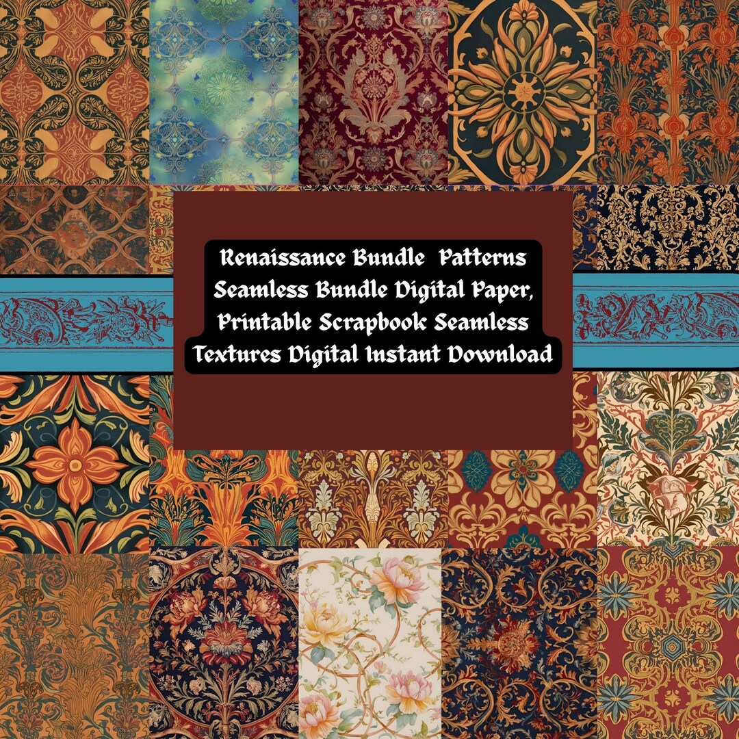 Renaissance Bundle Patterns Seamless Bundle Digital Paper, Printable ...