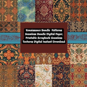 Renaissance Bundle Patterns Seamless Bundle Digital Paper, Printable ...