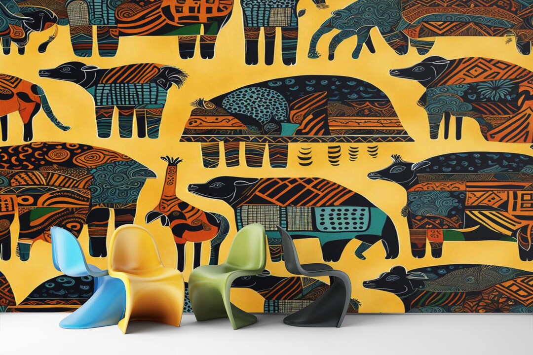 Animals African Pattern Wallpaper, Cloth Seamless, Digital Paper ...