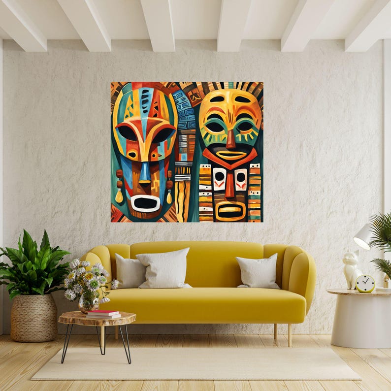 Tribal Masks African Printable Wall Art, Digital Downloadable African ...