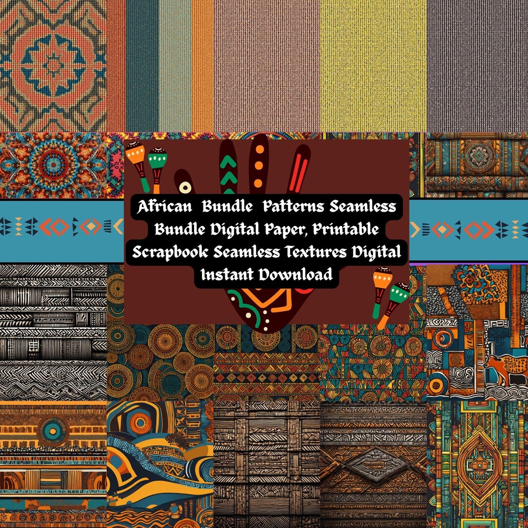 African Seamless Patterns: Scrapbook Paper Textures (digital Download ...