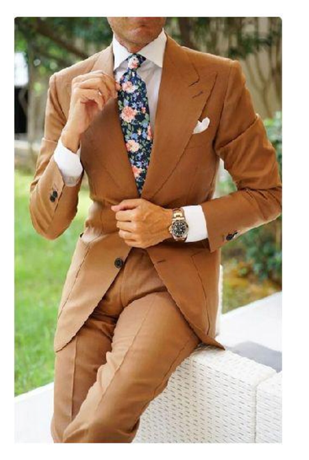 Men Suits Rust 2 Piece Slim Fit Two Button Wedding Groom Party Wear ...