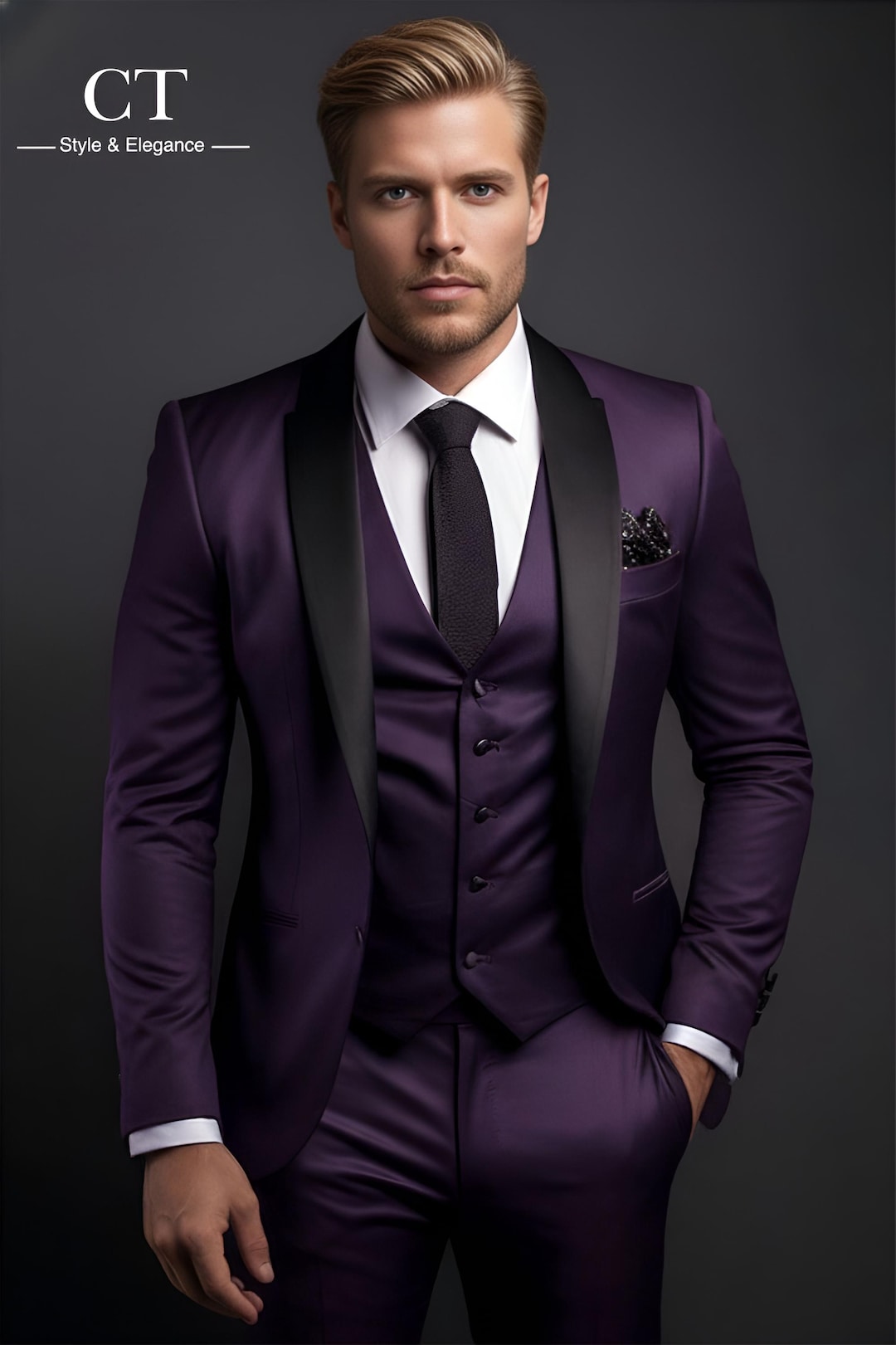 Dark Purple Suit Men | Burgundy Plum Wedding Suit | Groom 3 Piece ...