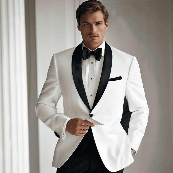White 2-piece Men's Tuxedo – Slim Fit, Wedding & Prom Ready, Custom ...