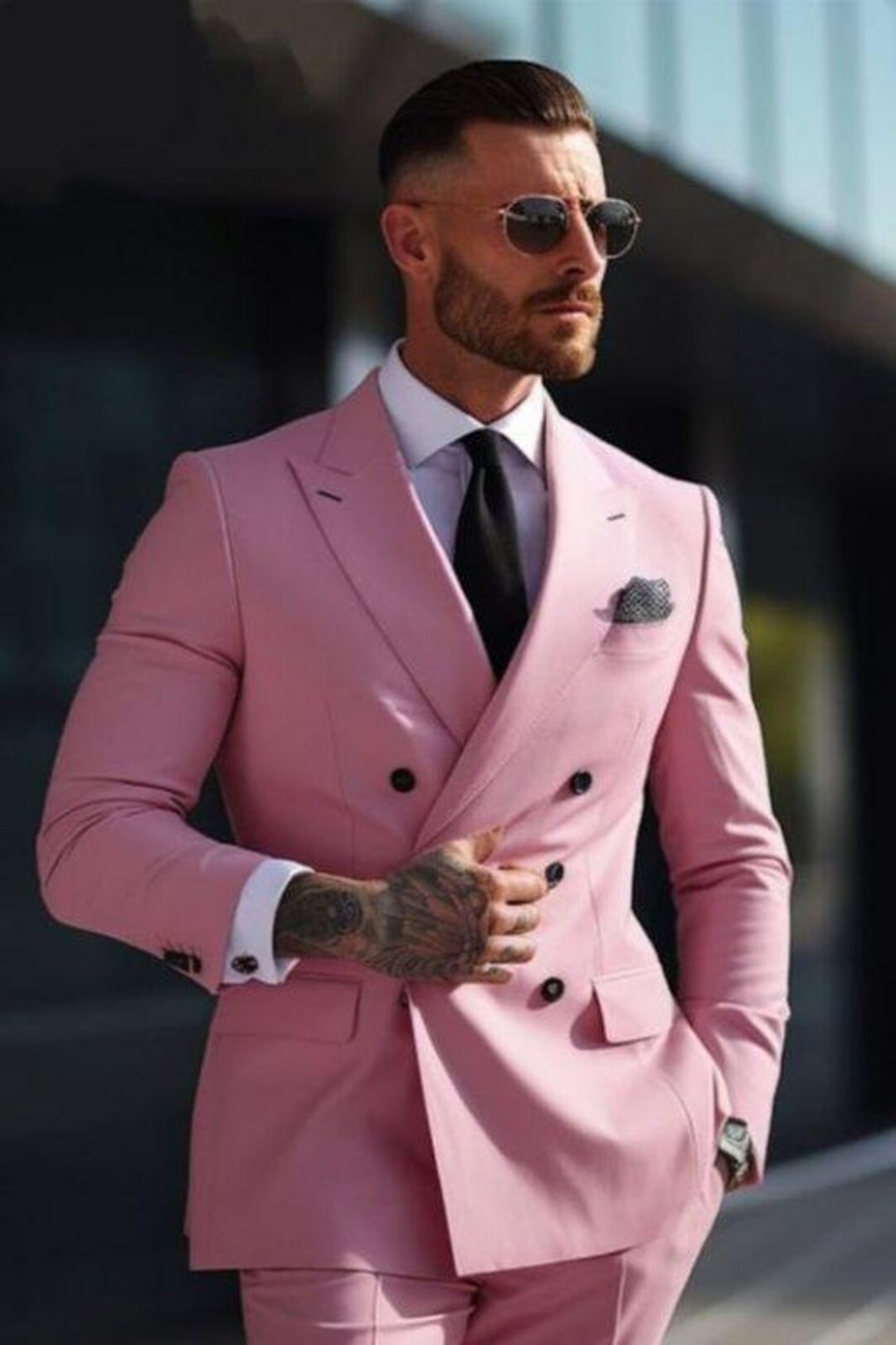 Light Pink Double Breasted Suit for Men, Elegant and Stylish Pink ...