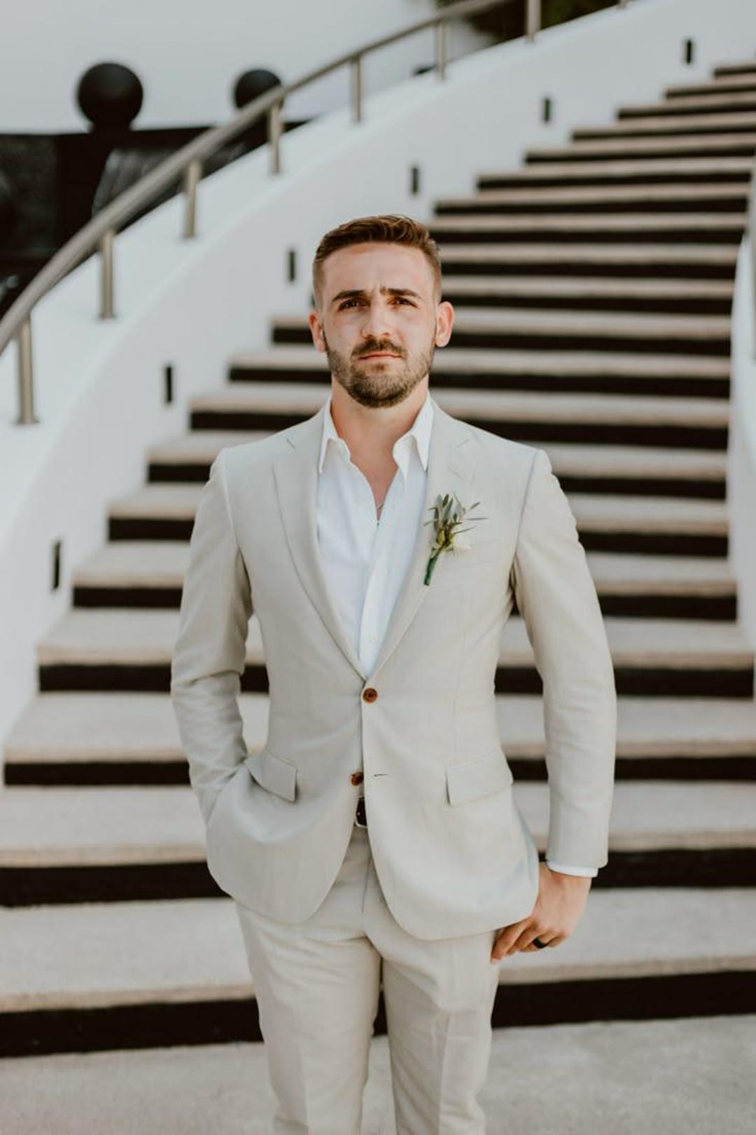 Men's Premium off White 2 Piece Suit Groom's Wedding Suit Prom Suit for ...