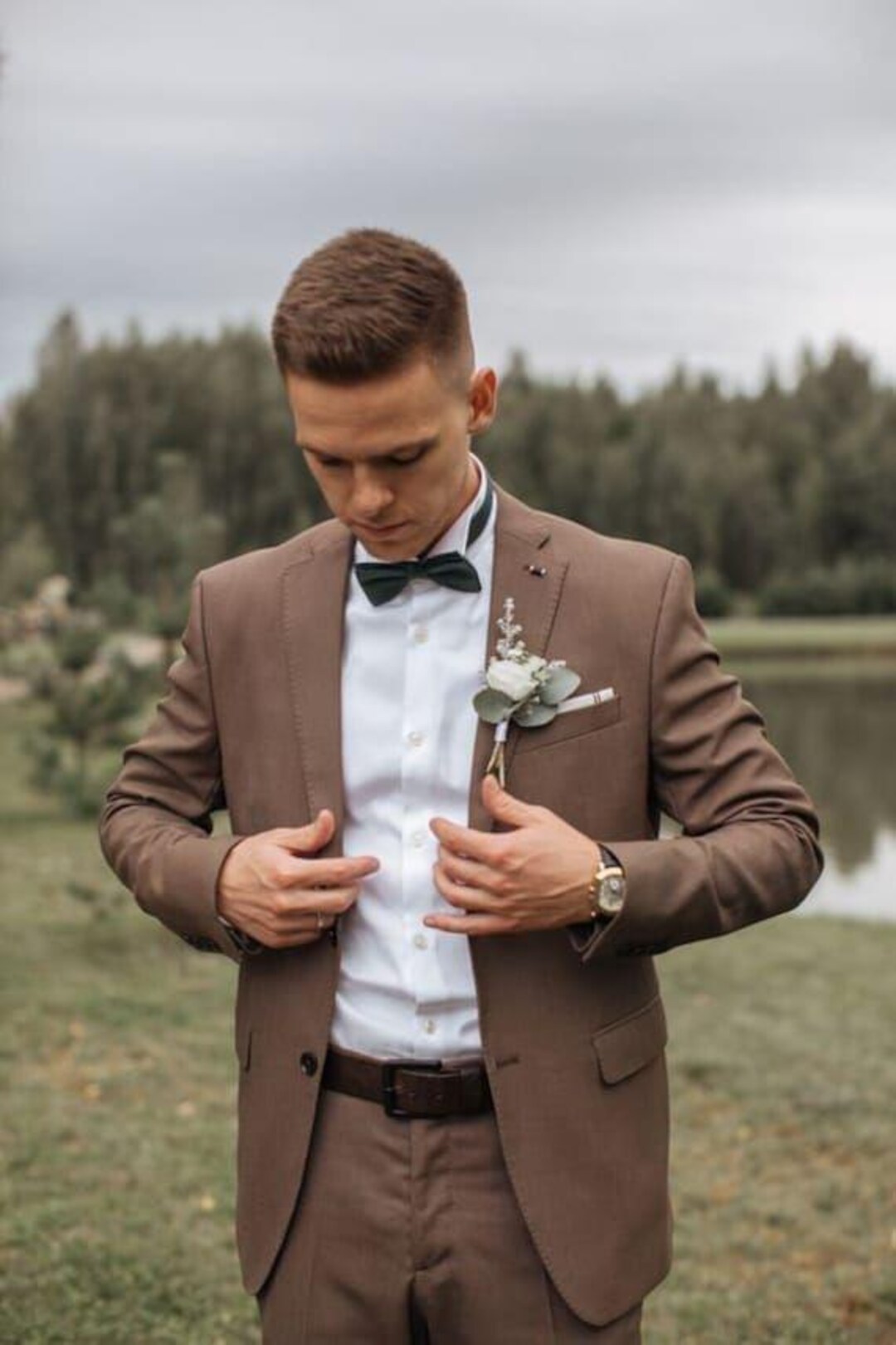 Men's Rust Brown Suit: Slim Fit Two-piece Wedding Suit - Etsy
