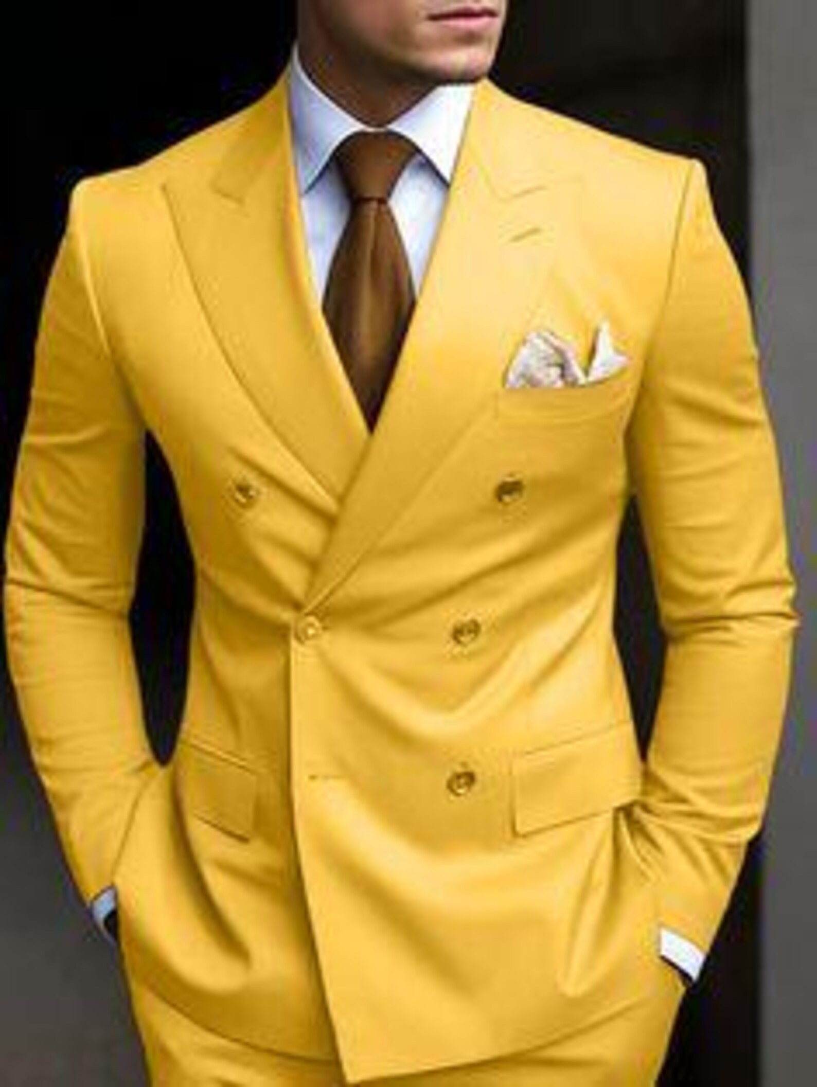 Men Tuxedo Suit - Mustard Suit Men - Yellow Tuxedo Suit - Groom Wedding ...