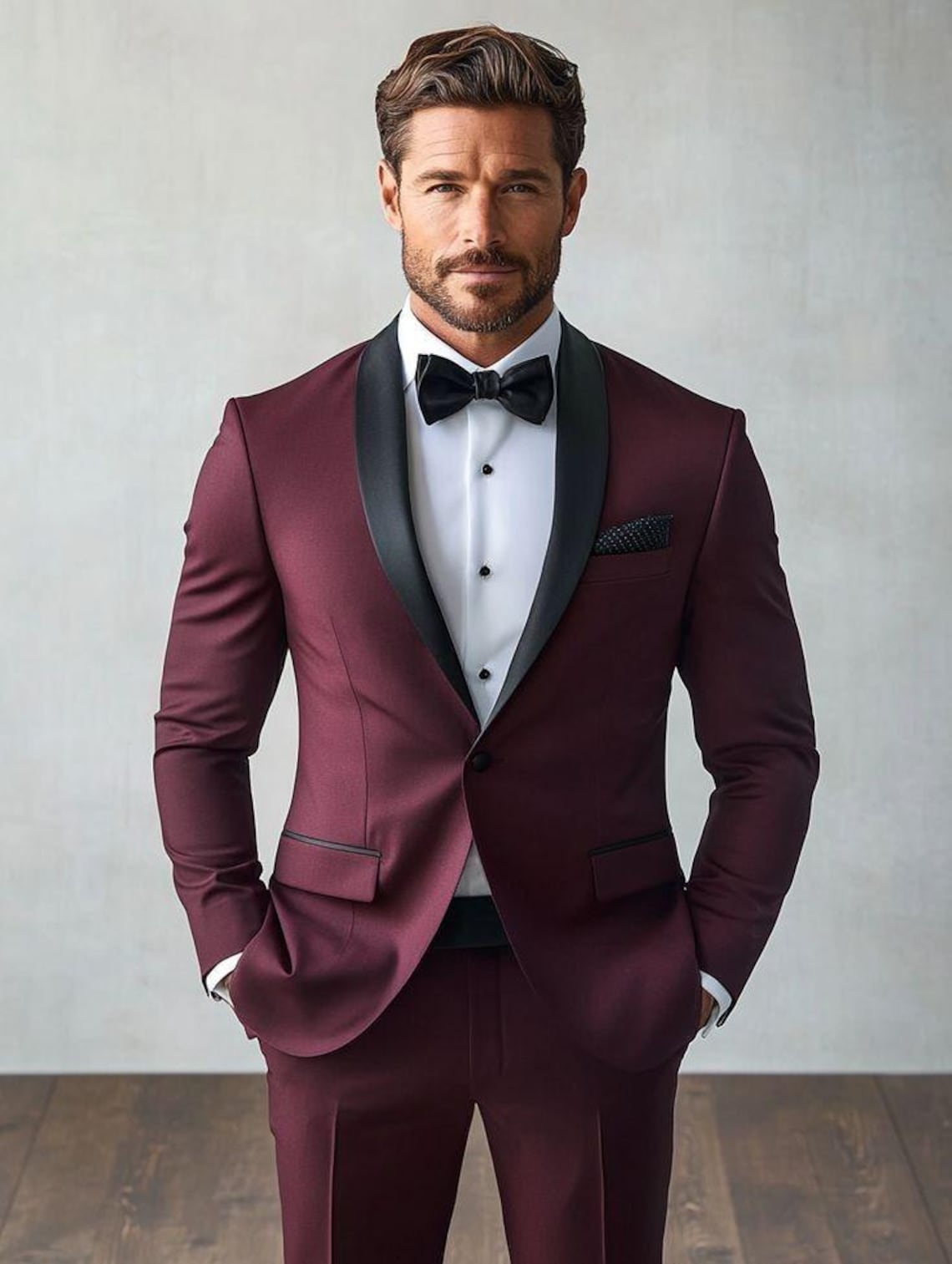 Men's Maroon Tuxedo Suit: Custom Tailored Wedding Formal Wear - Etsy