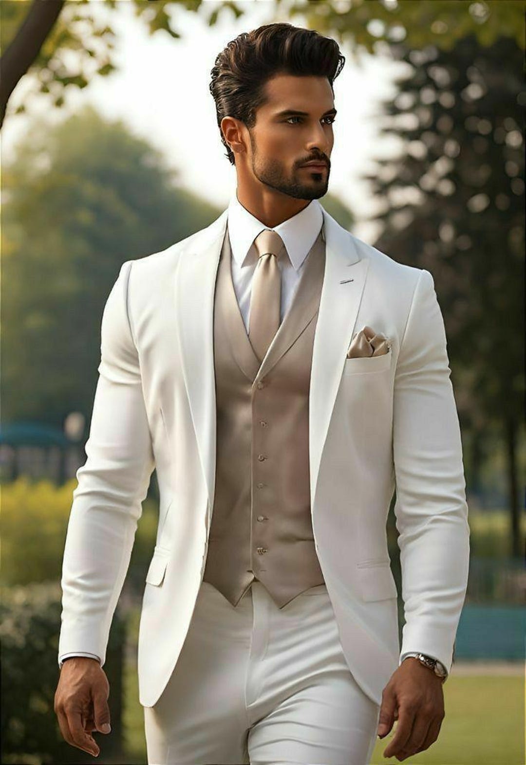 Elegant off White Three Piece Suit: Custom Tailored Formal Wear - Etsy