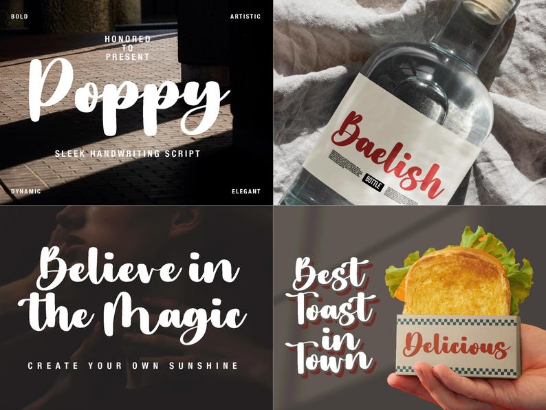 Bold Cursive Font Bundle, Bubbly Bold Cursive Fonts, Modern Logo Fonts ...