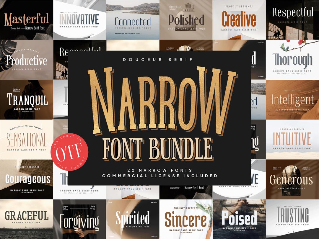 Narrow Font Bundle, Condensed Narrow, Tall Thin, Modern, Beautiful ...