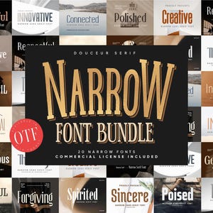 Narrow Font Bundle, Condensed Narrow, Tall Thin, Modern, Beautiful ...