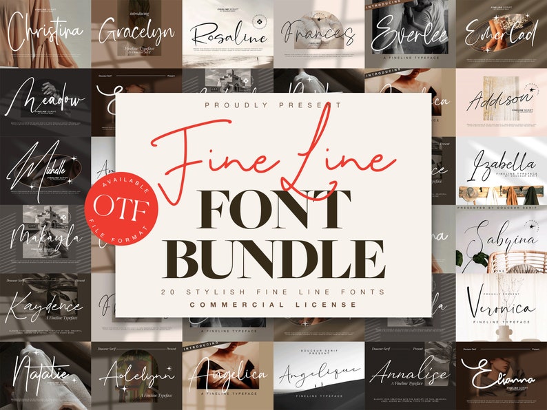 Fine Line Font Bundle, Signature Font, Logo Fonts, Wedding Fonts ...