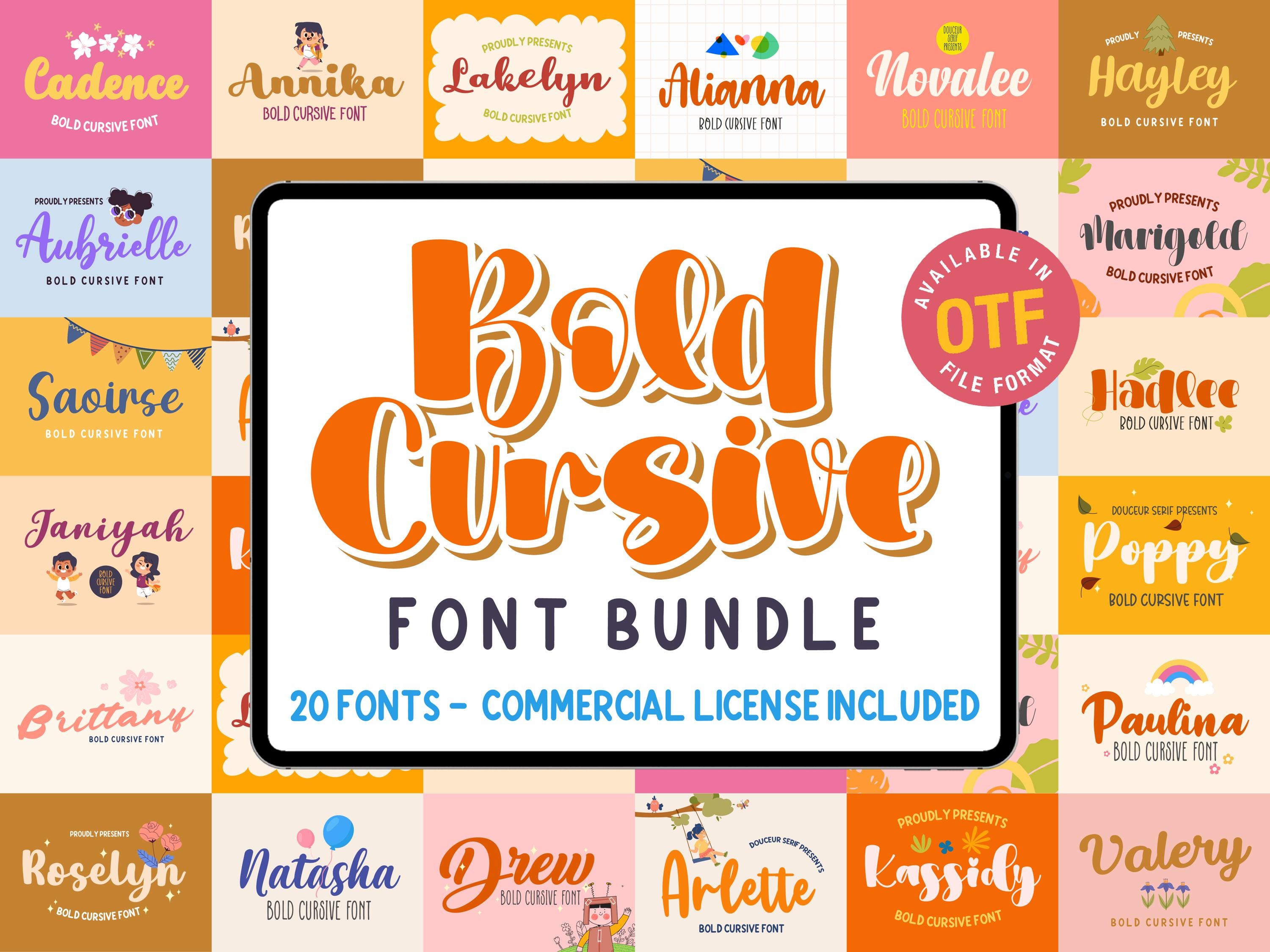 Bold Cursive Font Bundle, Bubbly Bold Cursive Fonts, Modern Logo Fonts ...