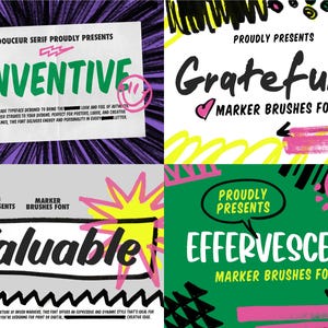 Bold Marker Font Bundle, Bold Black Sharpie Pen, Display, Handwritten, Sans Serif, Cursive ...