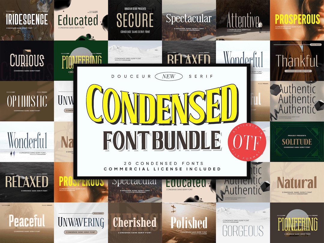 Condensed Font Bundle, Narrow Condensed, Tall Thin, Branding, Procreate ...