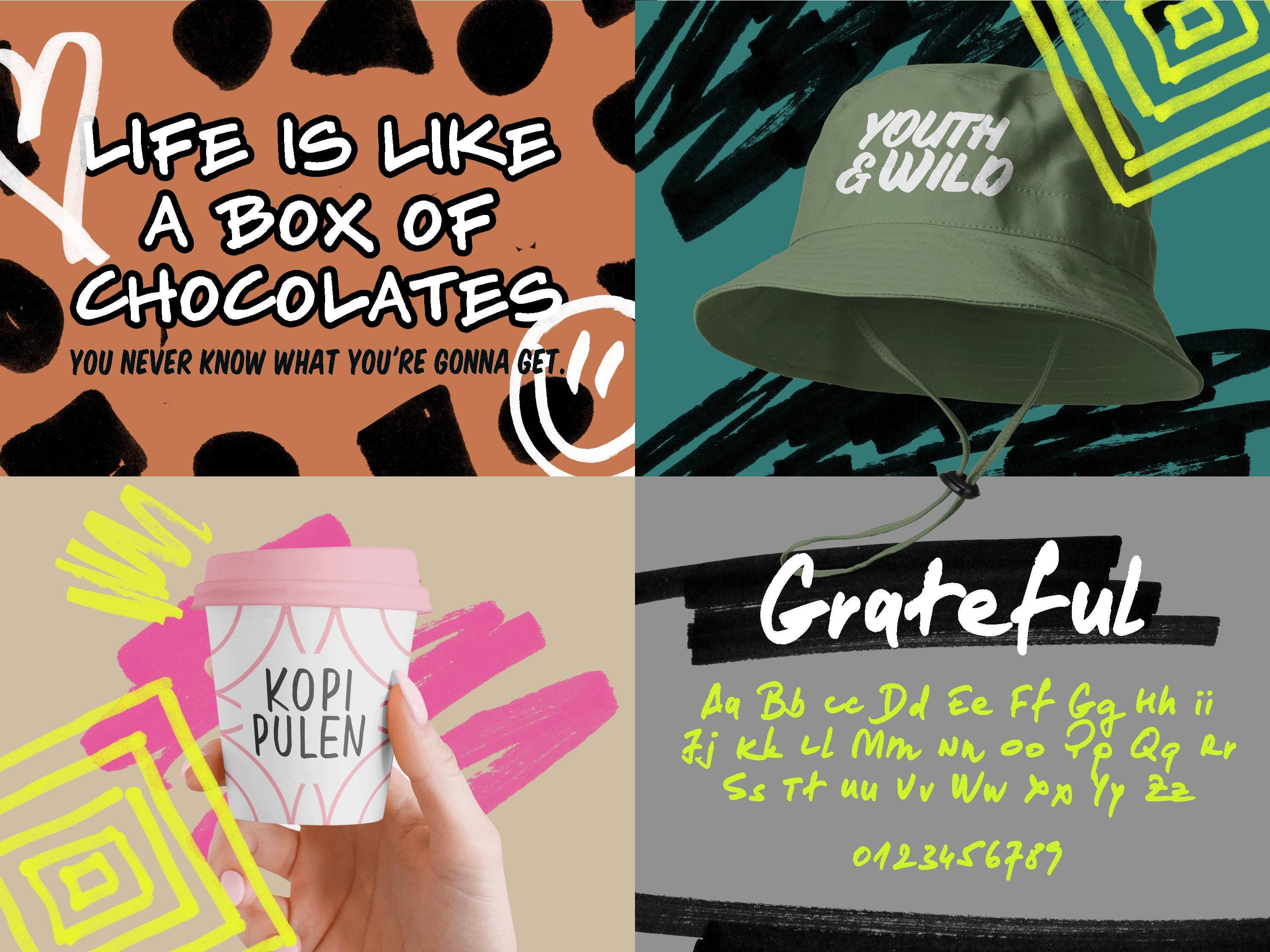 Bold Marker Font Bundle, Bold Black Sharpie Pen, Display, Handwritten ...