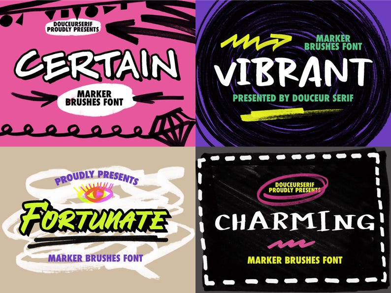 Bold Marker Font Bundle, Bold Black Sharpie Pen, Display, Handwritten ...