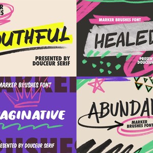 Bold Marker Font Bundle, Bold Black Sharpie Pen, Display, Handwritten ...