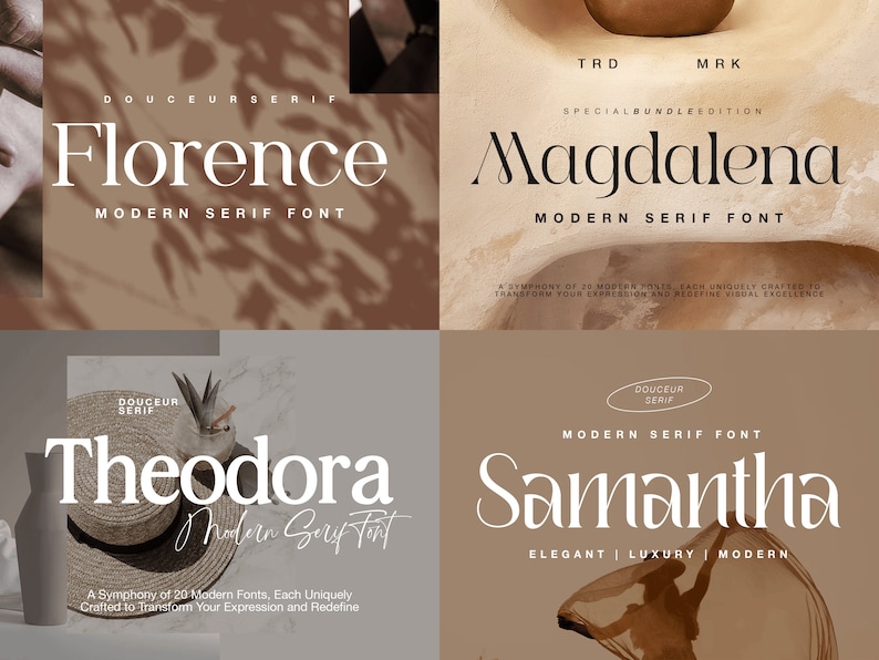 Paquete de fuentes modernas, fuentes de logotipos, fuentes de boda ...