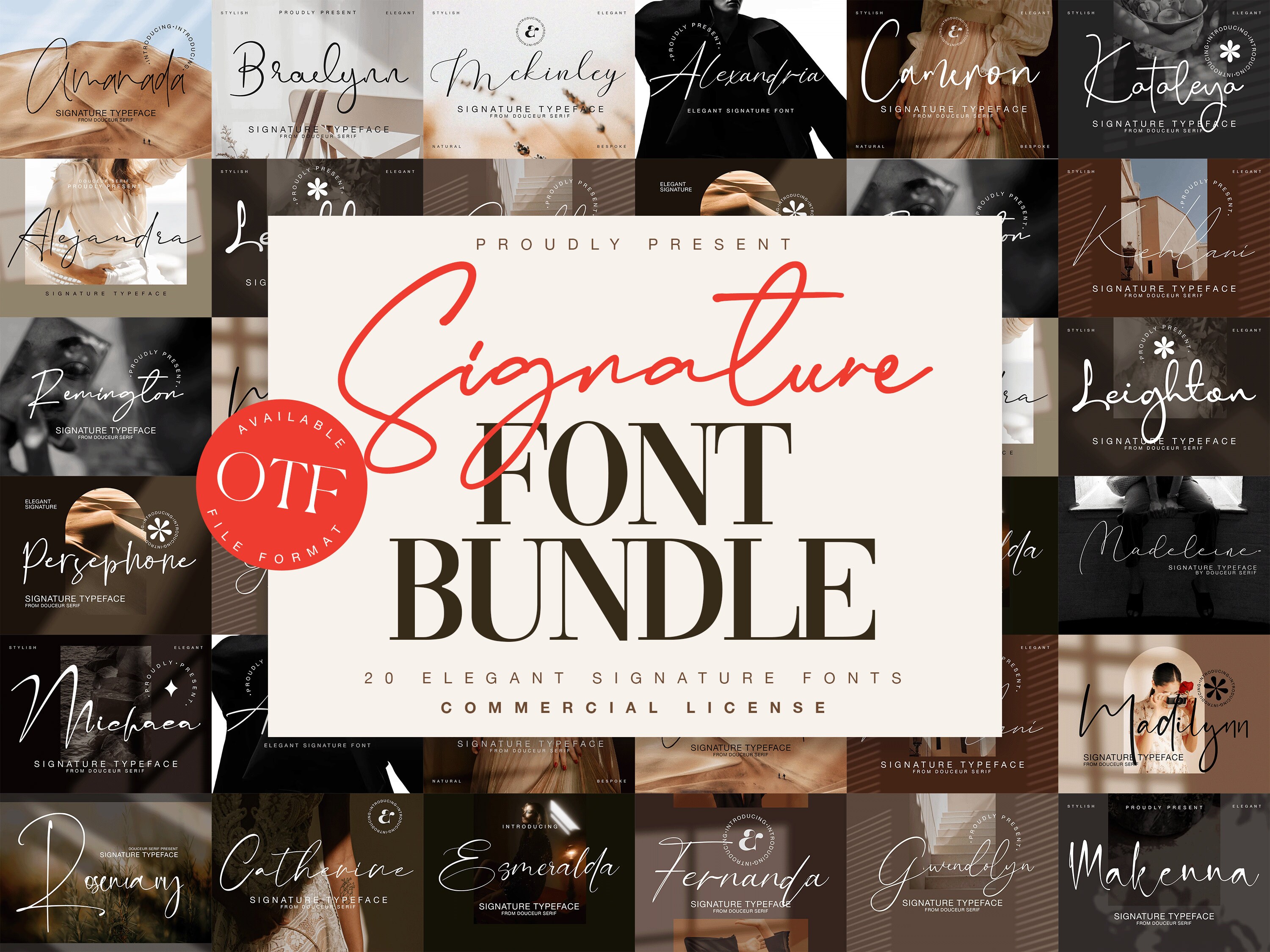 Signature Font Bundle, Calligraphy Font, Logo Fonts, Wedding Fonts, Circuit Fonts, Procreate ...