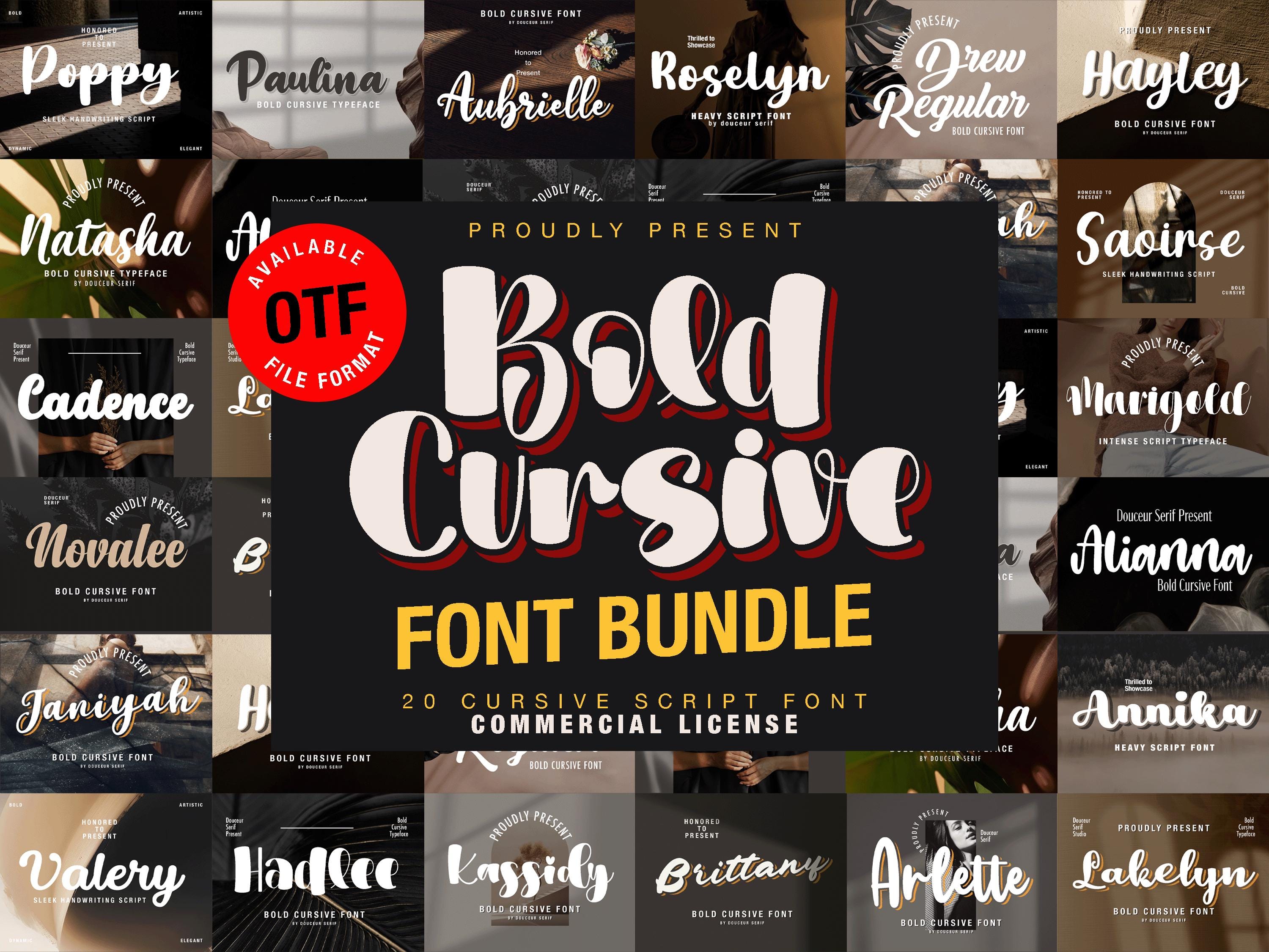 Bold Cursive Font Bundle, Bubbly Bold Cursive Fonts, Modern Logo Fonts ...