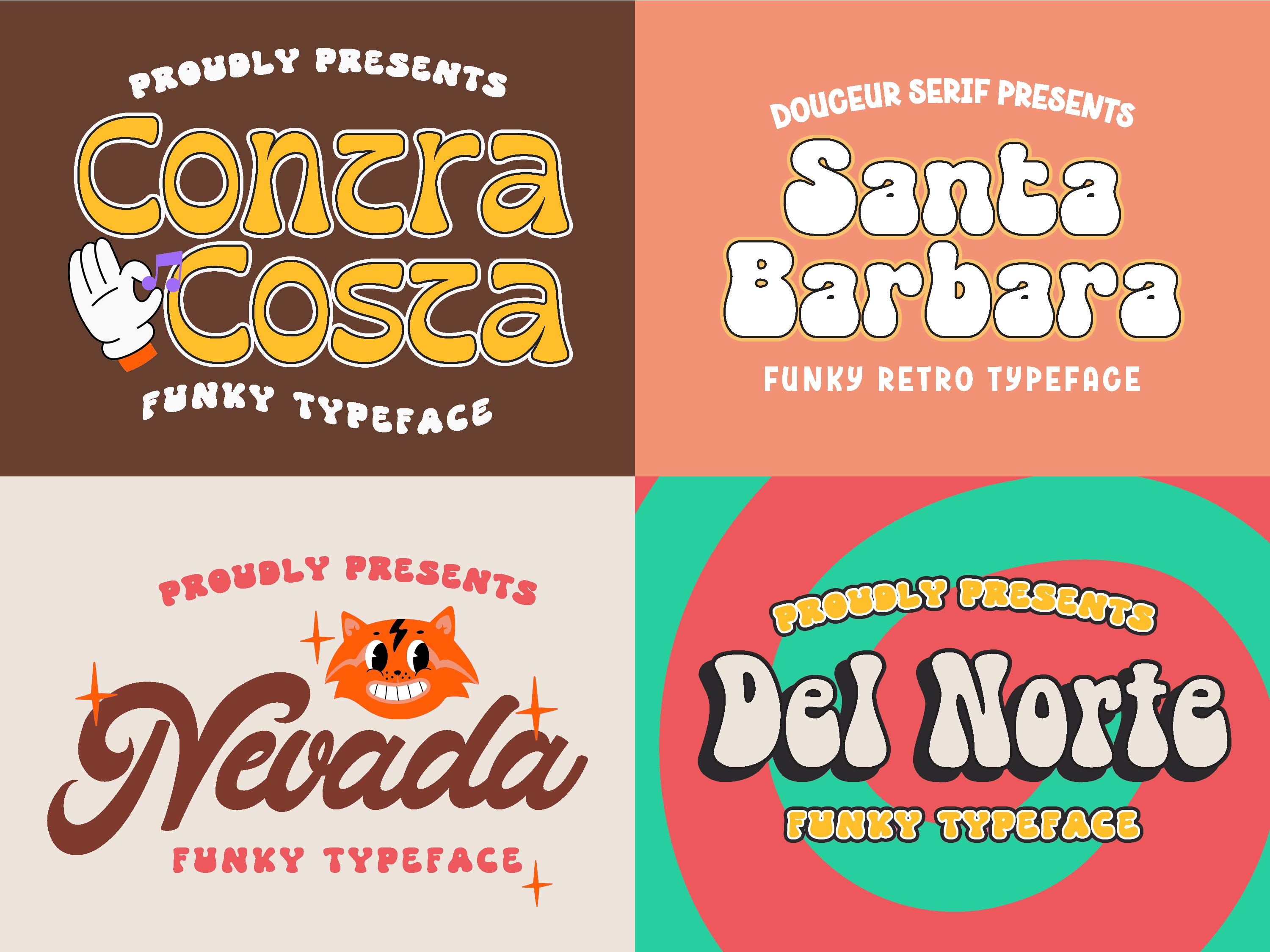 Funky Font Bundle, Modern Retro Fonts, Groovy, 60s 70s Hipster ...