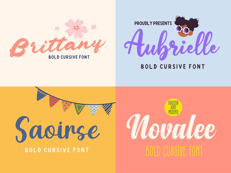 Bold Cursive Font Bundle, Bubbly Bold Cursive Fonts, Modern Logo Fonts ...